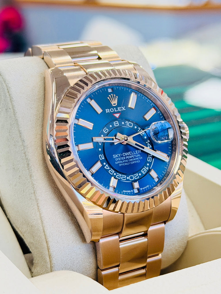 Rolex Sky-Dweller 42 336935 Blue Dial Rose Gold Oyster Bracelet Box ...
